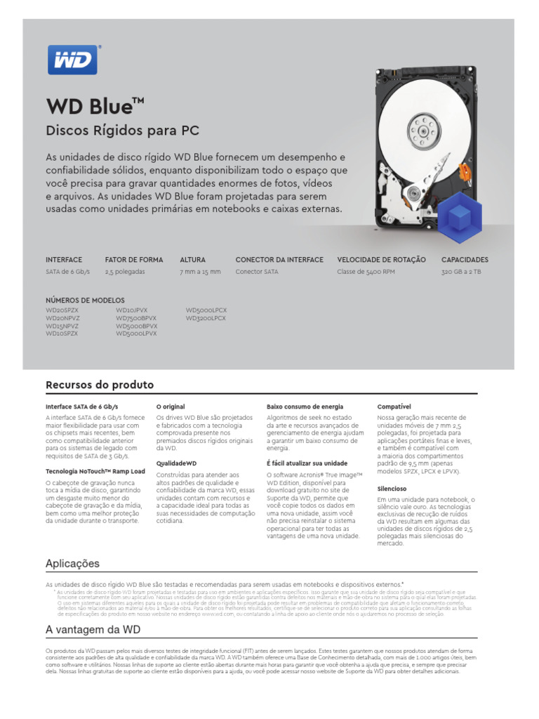 specification-sheet-wd-blue-mobile-sata-hdd | PDF | Drive de disco ...