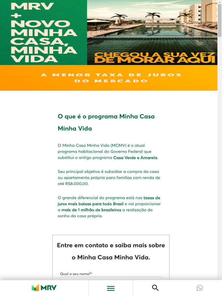 Programa Minha Casa Minha Vida - MRV | PDF