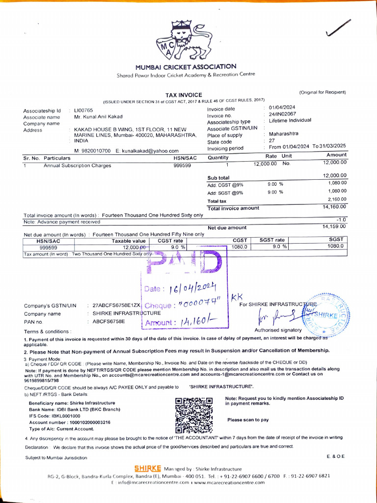 KK Invoice | PDF | Payments | Cheque