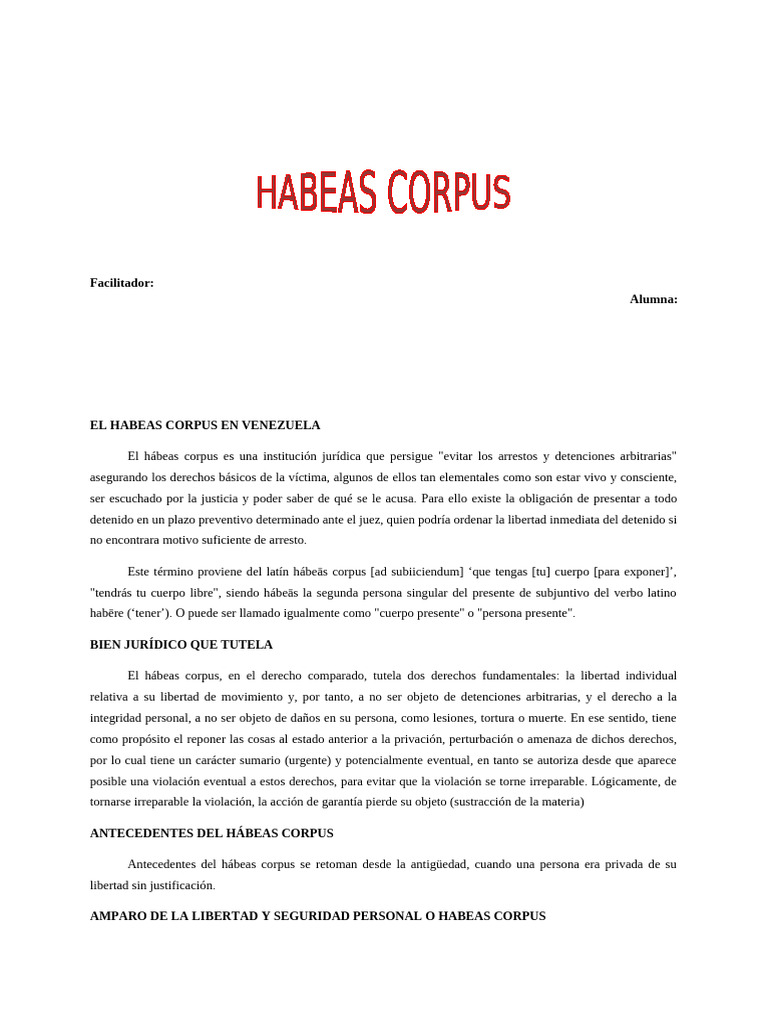 Habeas Corpus | PDF | Habeas corpus | Justicia
