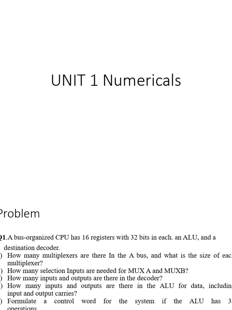 Numericals | PDF | Central Processing Unit | Office Equipment