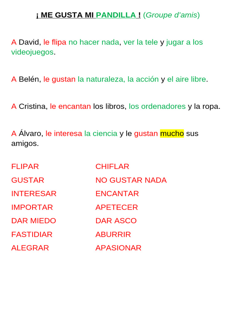 Gustos Diversos en Mi Pandilla | PDF