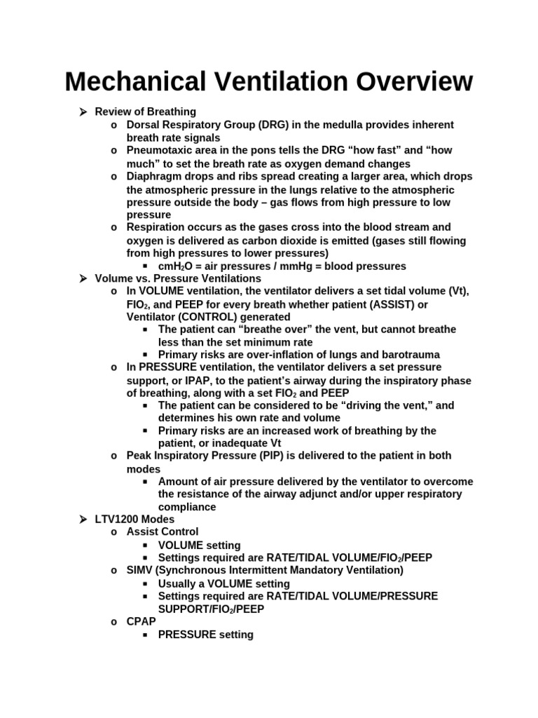 Mechanical Ventilation Overview | PDF | Breathing | Pulmonology