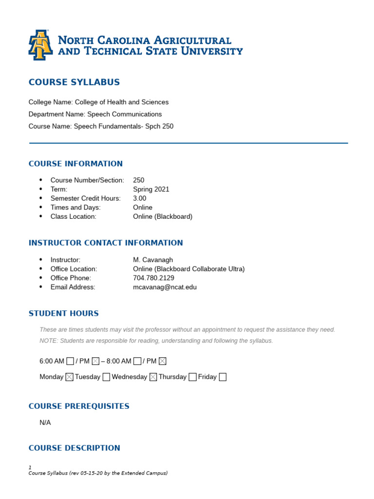 SPCH 250 Syllabus Spring 2021.asd 15 | PDF | Apa Style | Academic ...