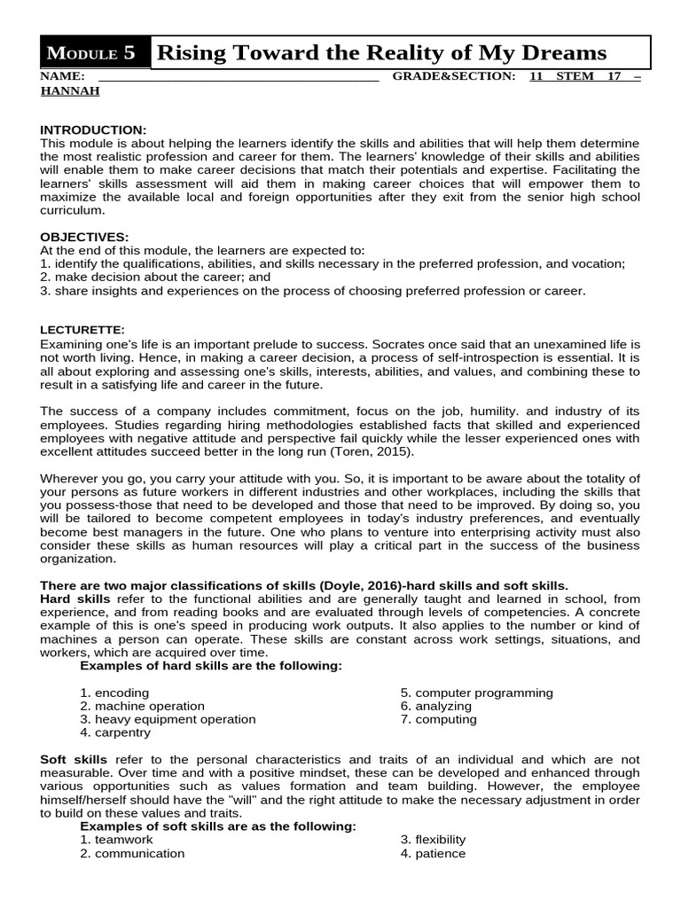CAREER-MODULE-5 | PDF | Skill | Cognition