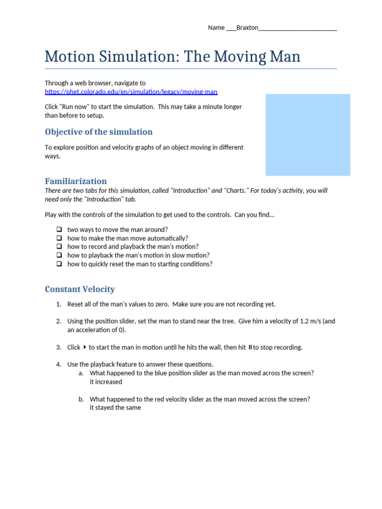 Motion_PHET_lab | PDF | Velocity | Speed
