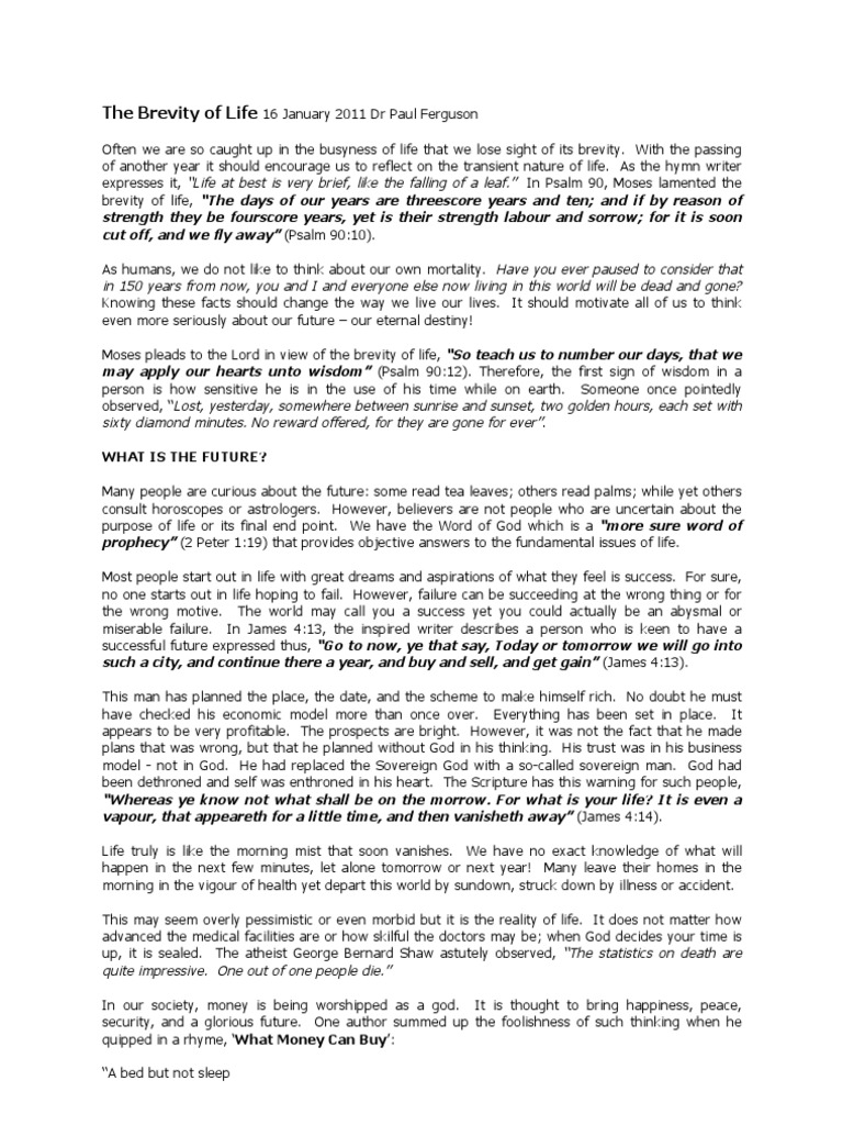 The Brevity of Life | Download Free PDF | Daniel (Biblical Figure ...
