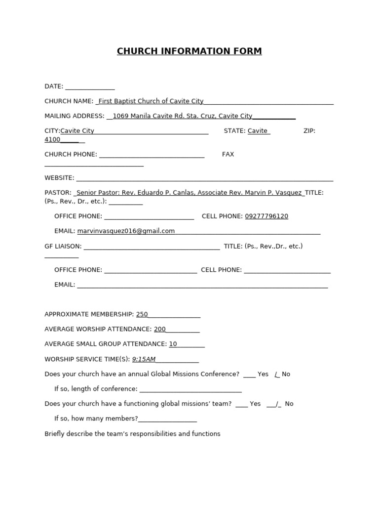 First Baptist Church Cavite Info | PDF | Christian Mission | Abrahamic ...