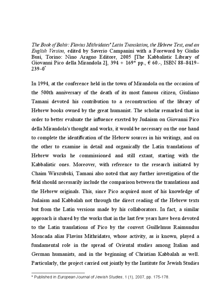 The Book of Bahir Intro | PDF | Kabbalah | Textual Criticism