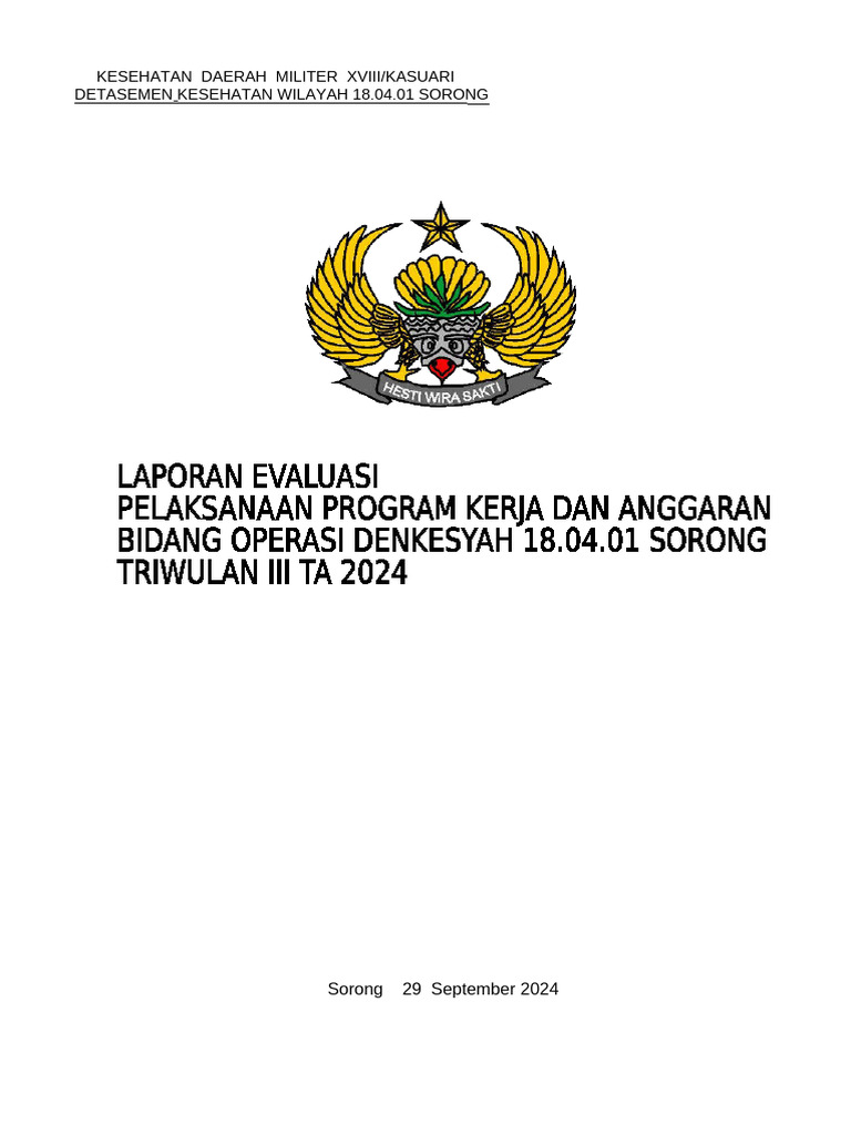 LAP Evaluasi BID OPS TW III TA 2024 | PDF