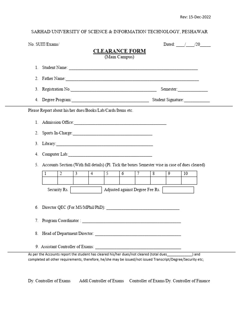 Https WWW - Suit.edu - PK v2 Uploads Downloads Clearance Form (Main ...
