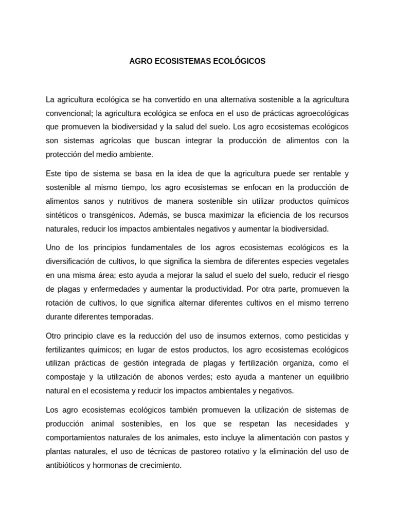Agro Ecosistemas Ecológicos | PDF