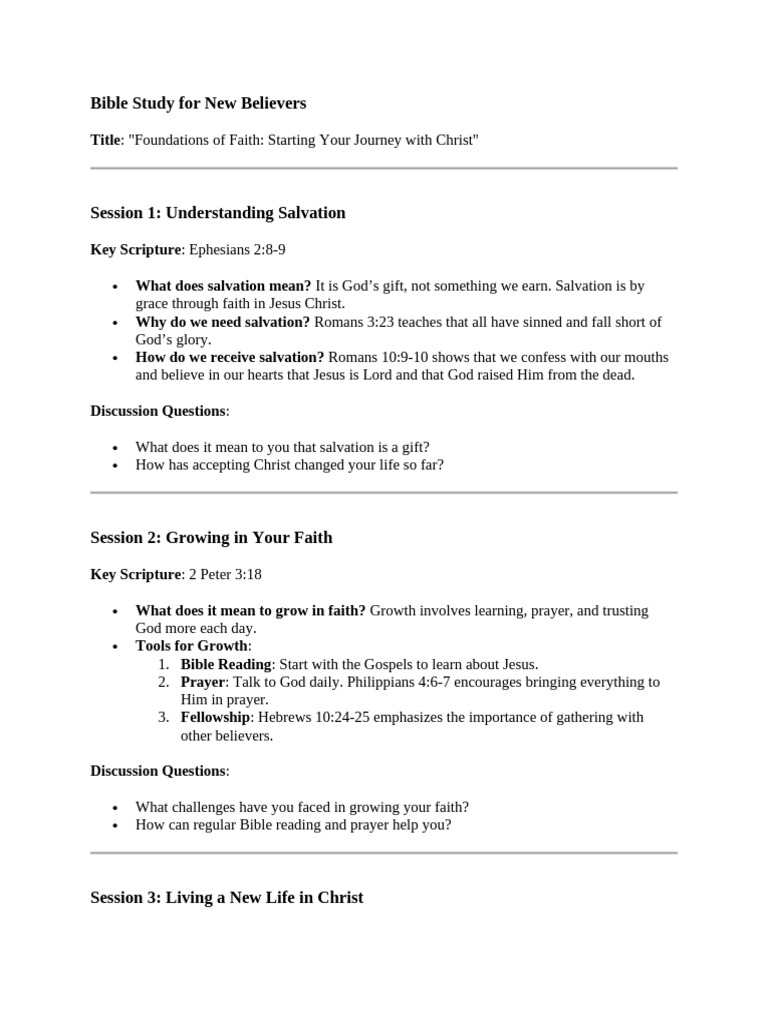 Bible Study For New Believers | PDF | Jesus | Salvation