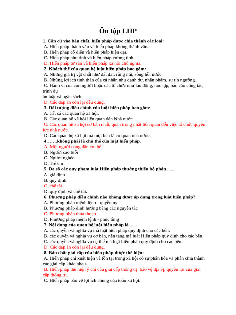Ôn tập LHP | PDF