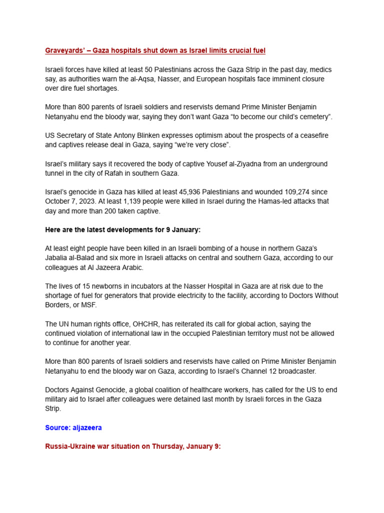 9 Jan 2025 Update Topi - 2 | PDF | Gaza Strip | Israel