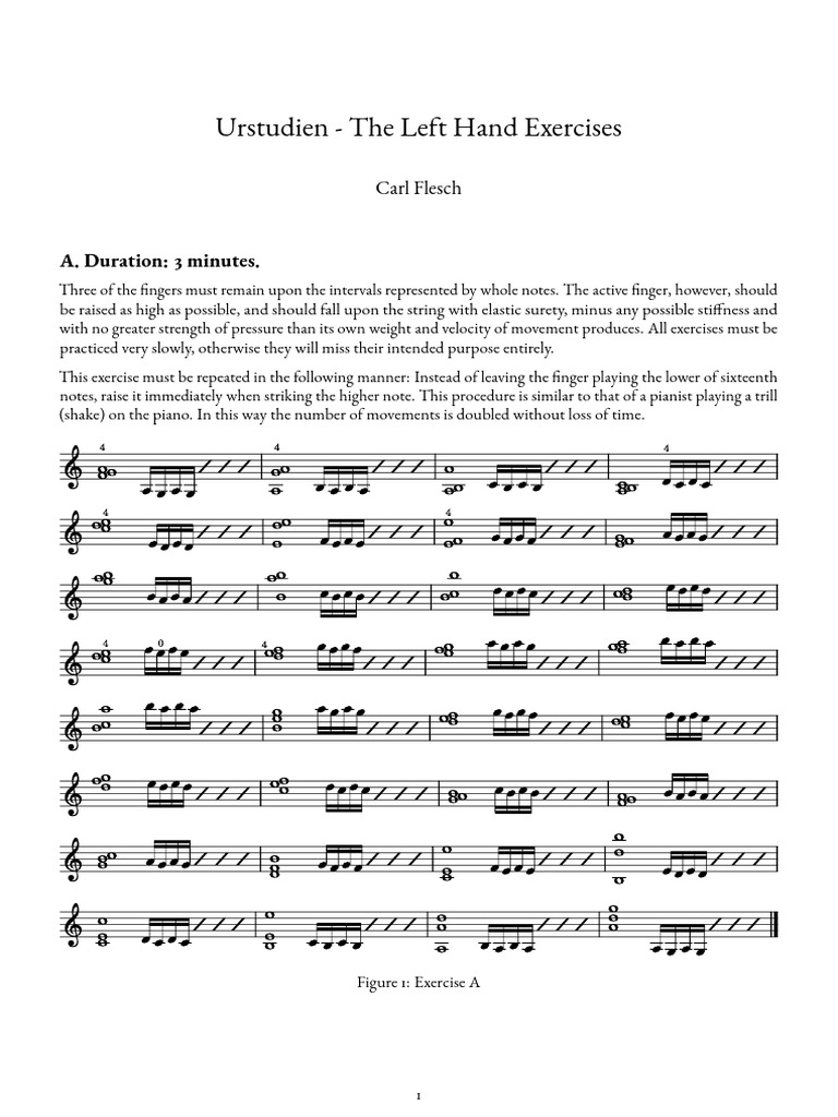 Carl Flesch - Urstudien - Left Hand | PDF | Violin