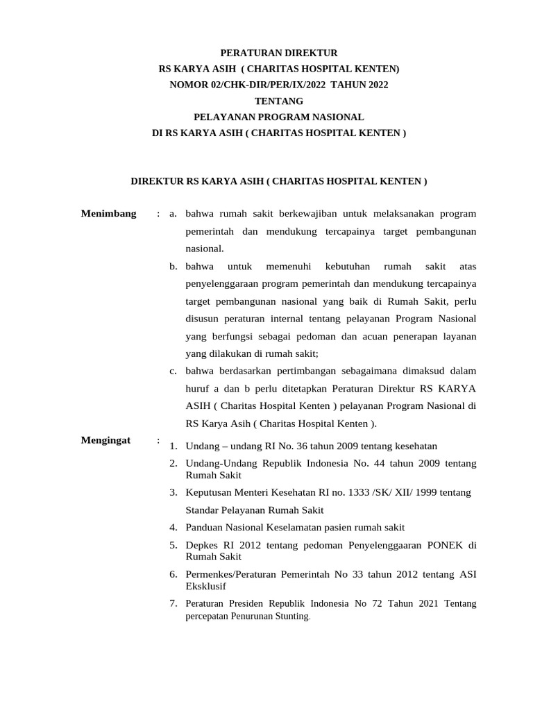 Peraturan Direktur Tentang Prognas | PDF