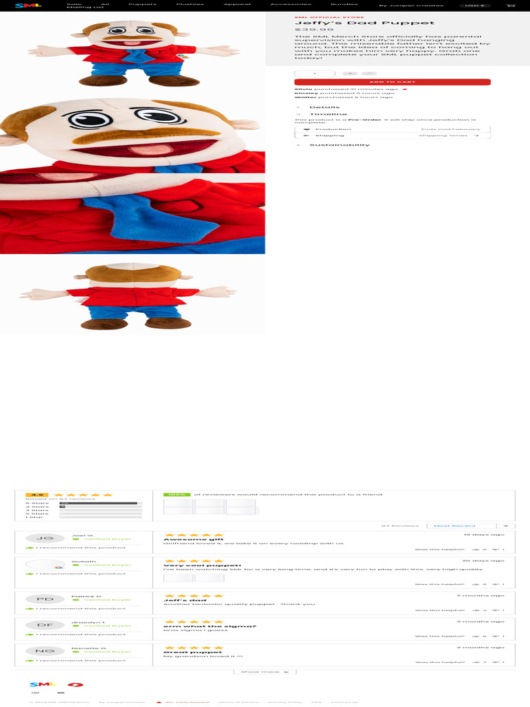 Jeffy’s Dad Puppet SML Official Store | PDF