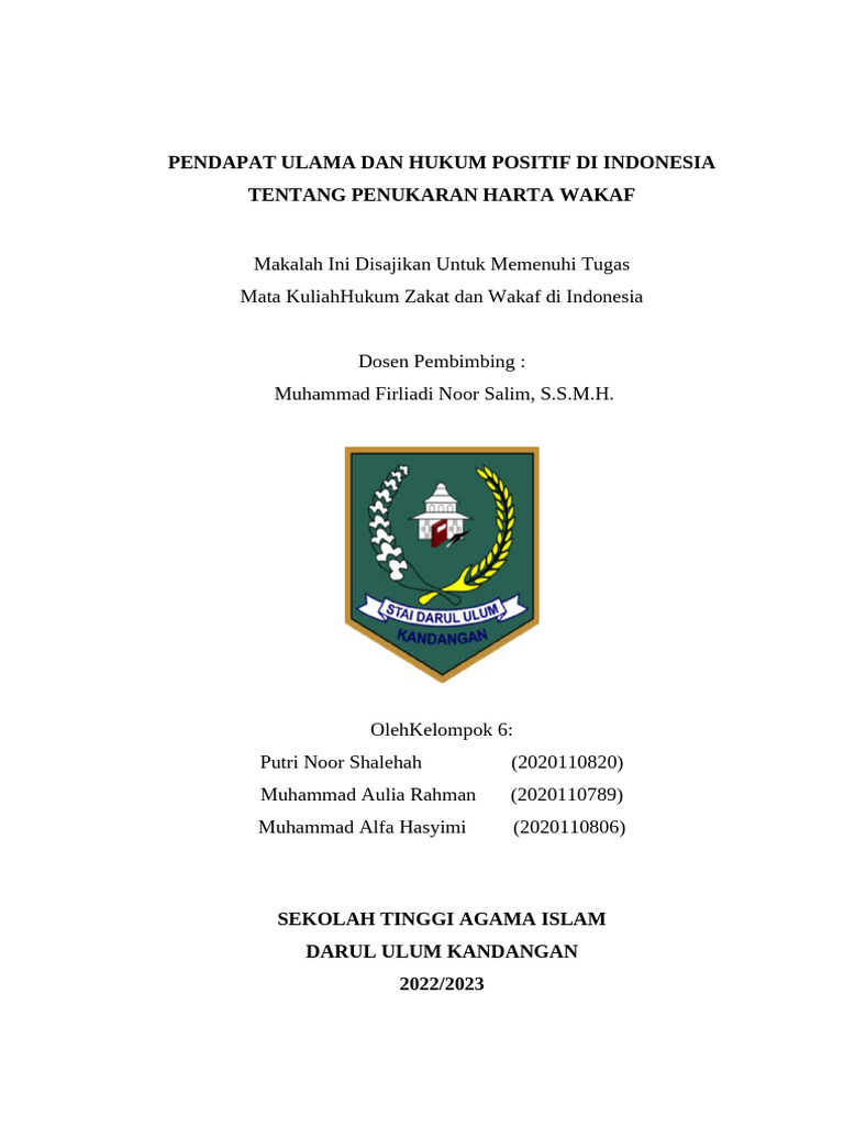 Hukum Zakat dan Wakaf di Indonesia | PDF