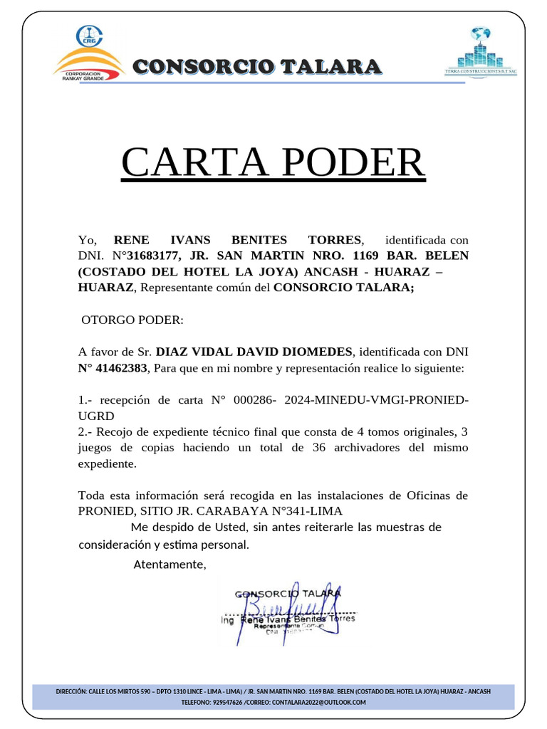 Carta Poder Lima | PDF