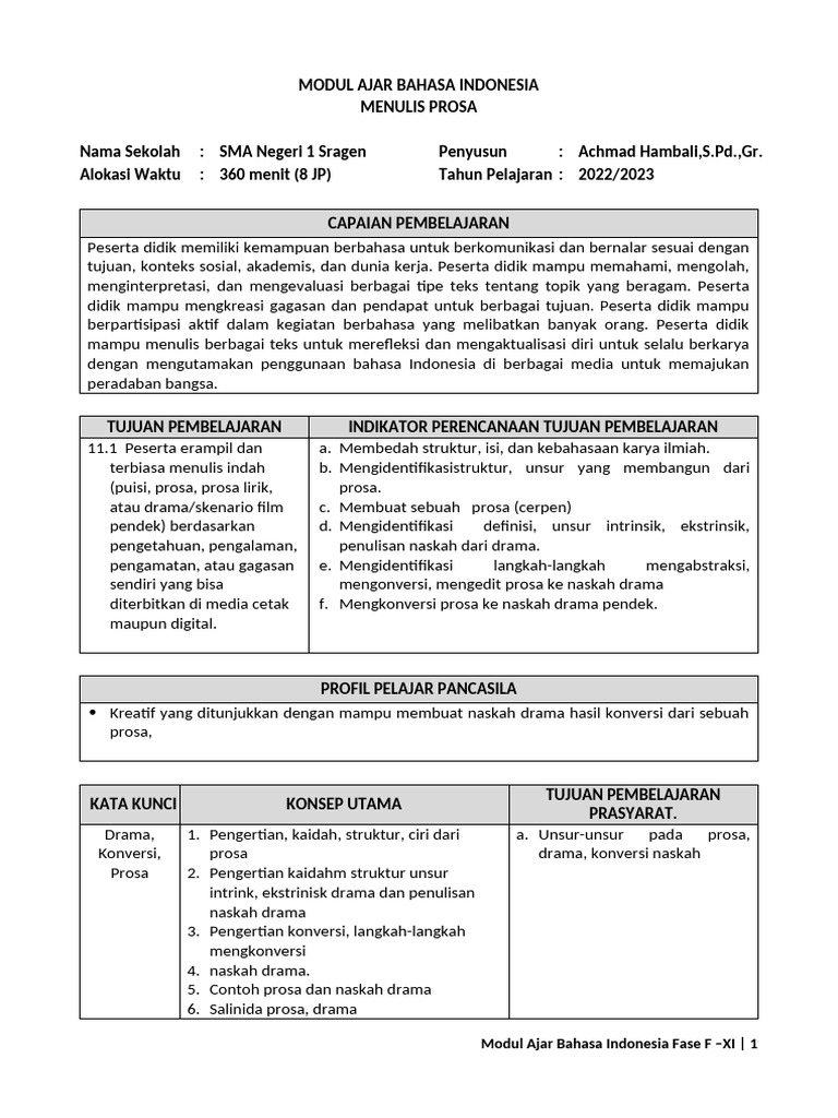 B.Indo Modul 5 - Prosa | PDF