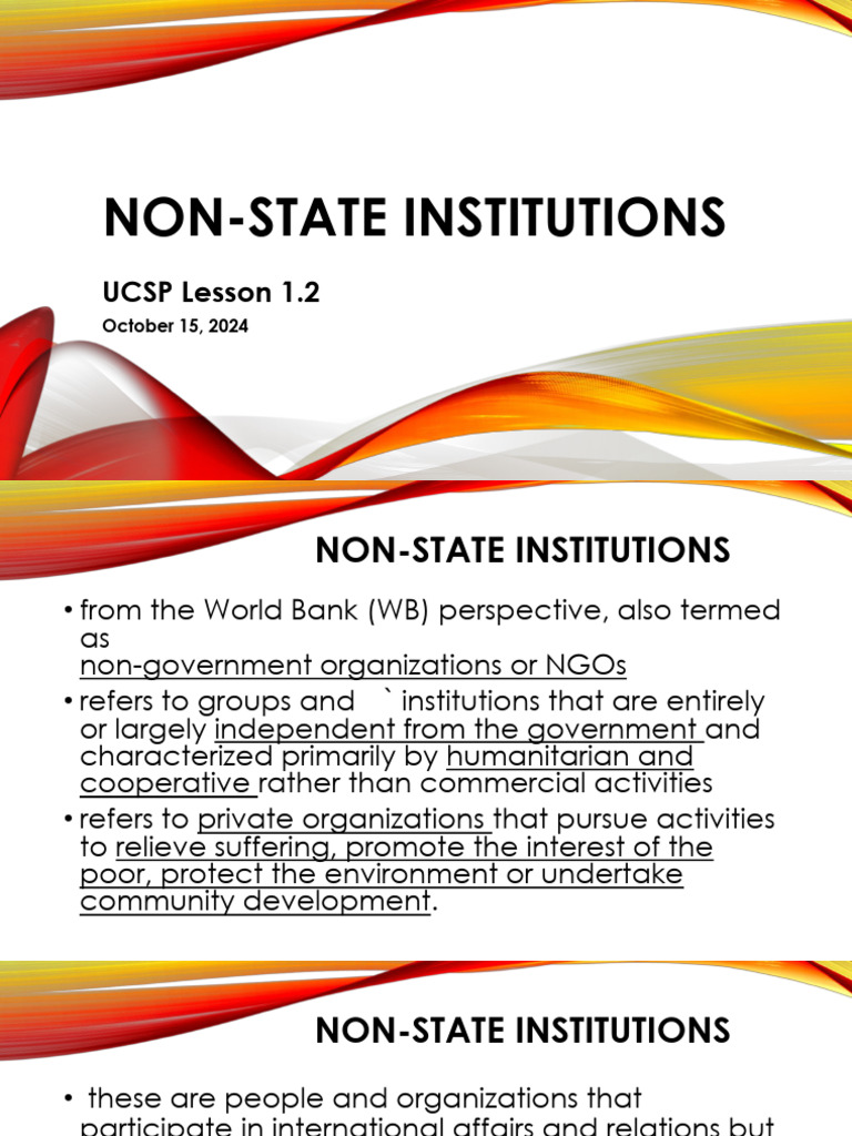 Lesson 1.2 Non State Institutions | PDF | Banks | Cooperative