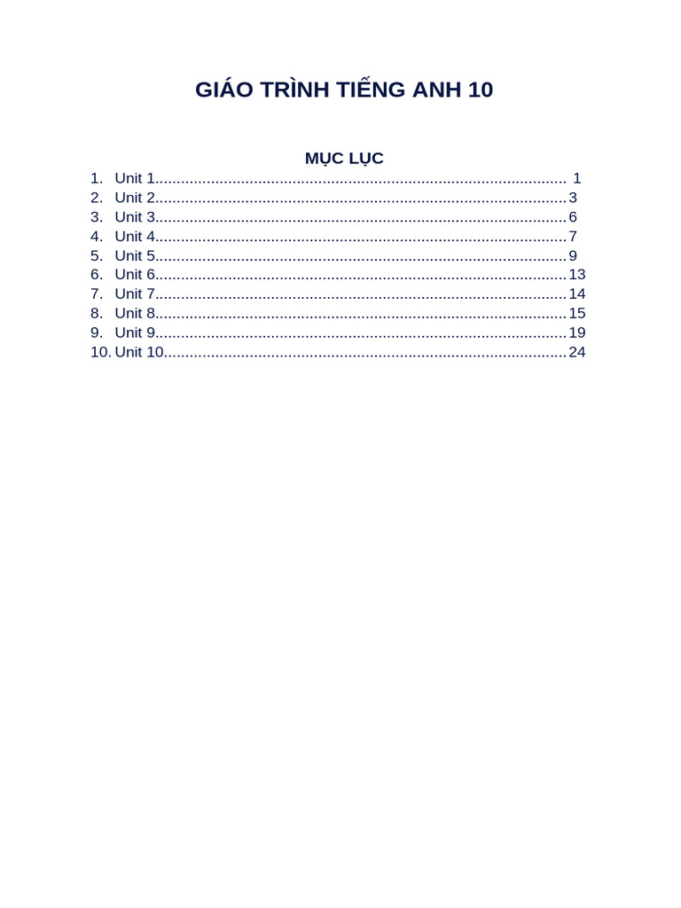 Giáo Trình Tiếng Anh 10 | PDF