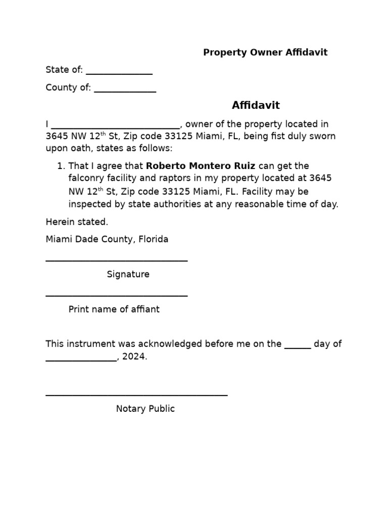 Property Owner Affidavit Form | PDF