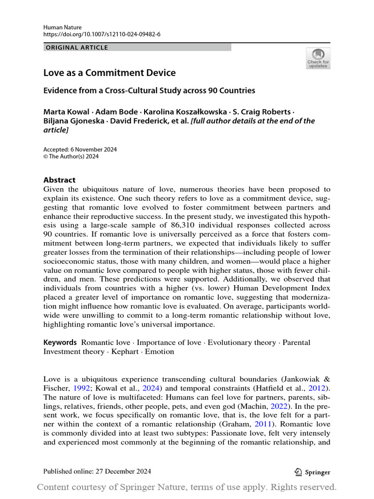Love_as_a_Commitment_Device | PDF | Romance (Love) | Human Development Index