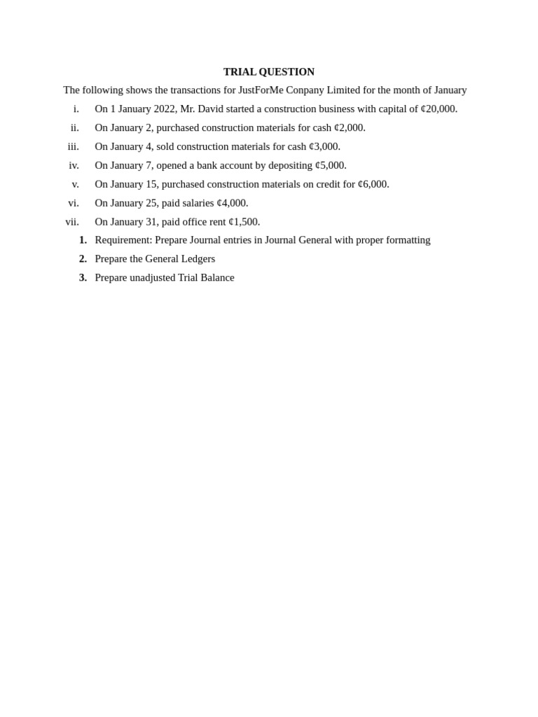 Trial Question For Class | PDF