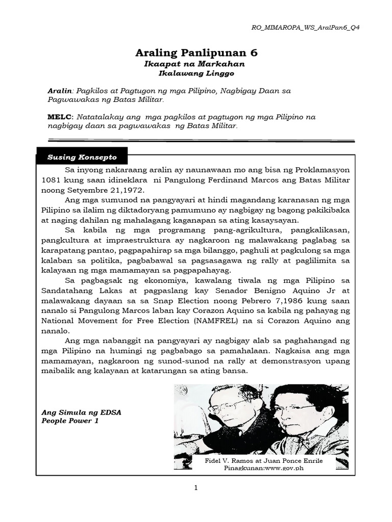AralPan6 Q4 Week 2 | PDF