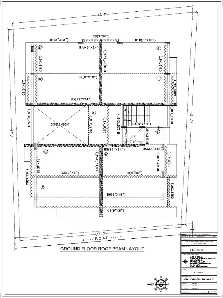 Ground Floor Roof Beam Layout B& W | PDF