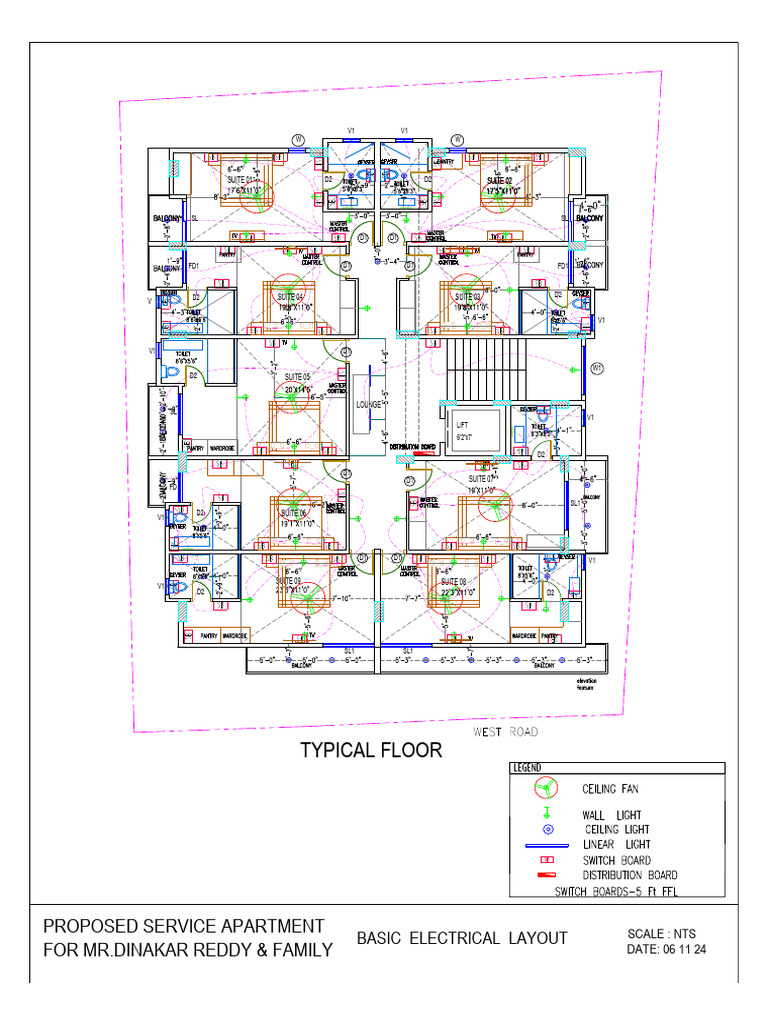 Mrs - Rajasree Sa Basic Electrical Layout Typical Floor | PDF