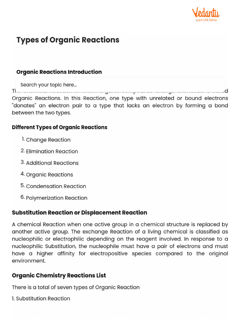 Types of Organic Reactions | PDF