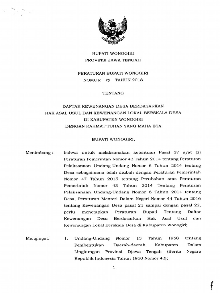 Perbup 25 Tahun 2018 | PDF