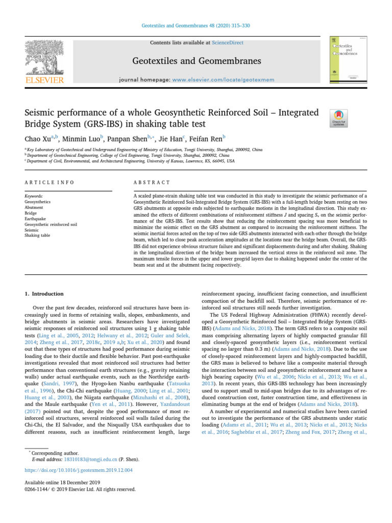 Seismic Performance of GRS-IBS Systems | PDF | Earthquakes | Beam ...
