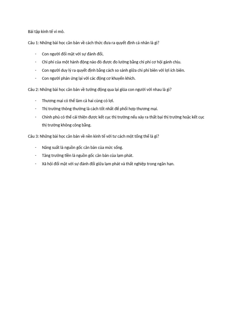 Bài Tập Kinh Tế Vi Mô | PDF