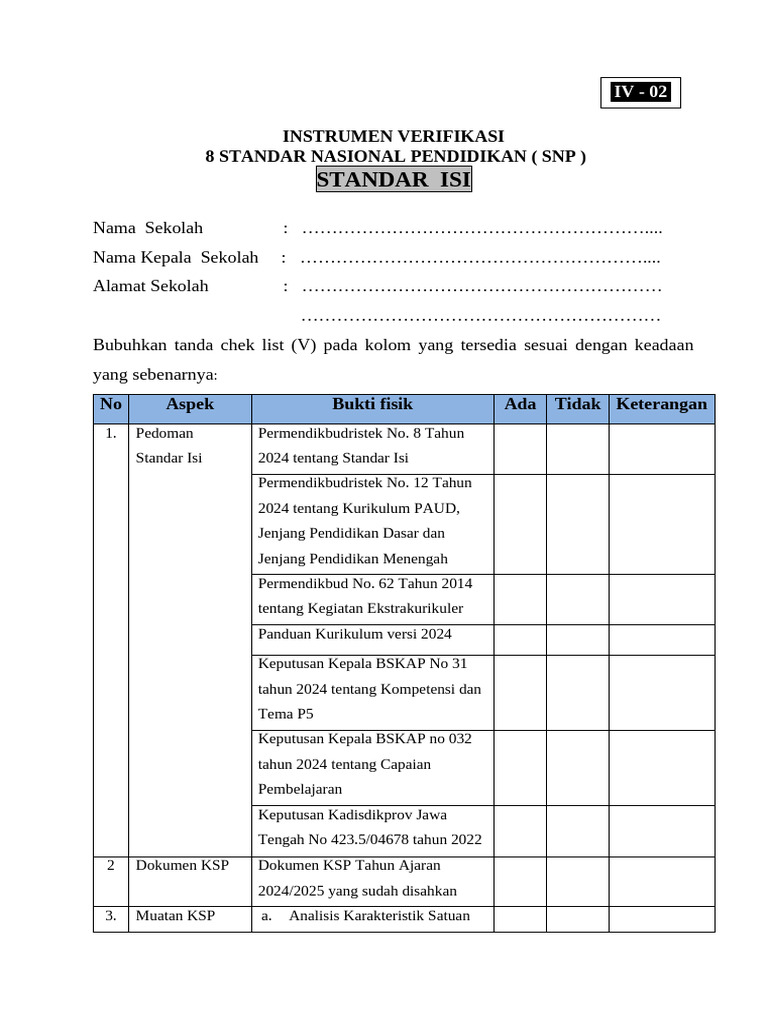 STANDAR ISI FIX | PDF
