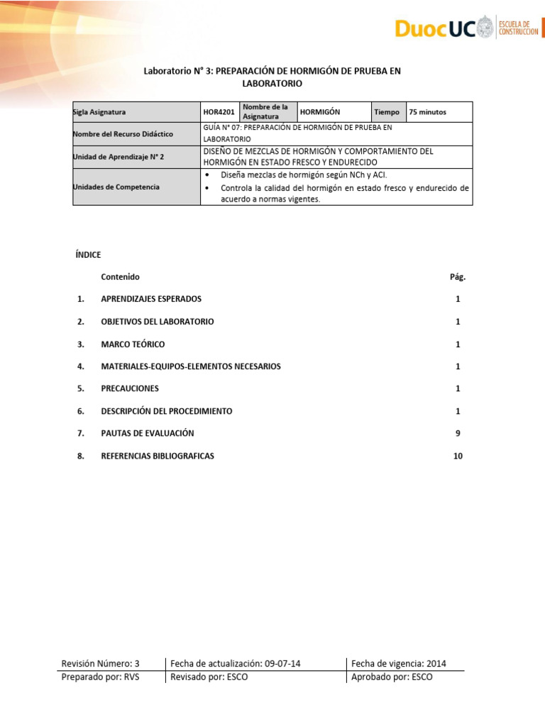 LAB3_GUIA_No.7_PREPARA HORMIGON DE PRUEBA EN LABORATORIO | PDF | Hormigón | Cemento