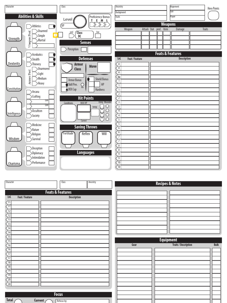 CharacterSheet_2e_fillable-1 | PDF | Role Playing Games | Role Playing Video Games