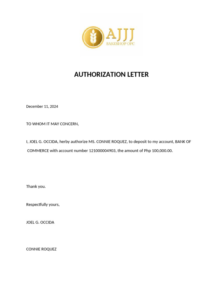 Authorization Letter | PDF