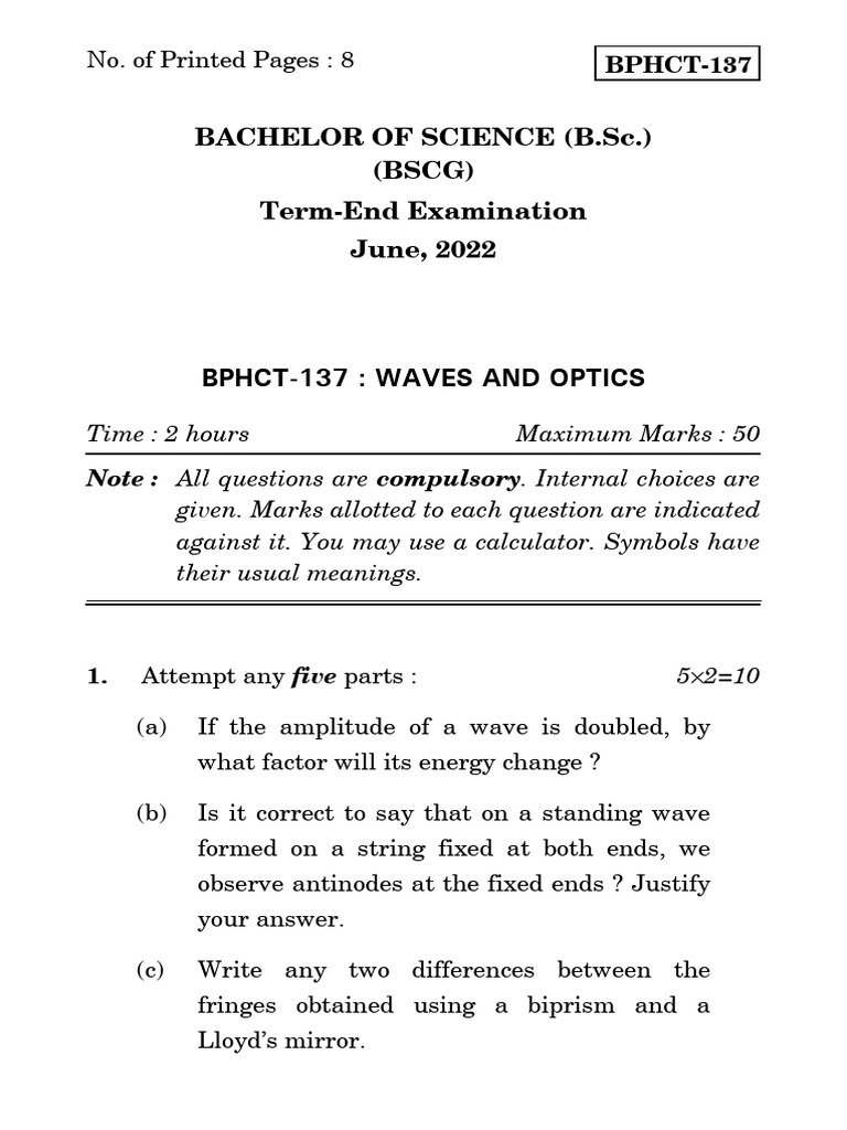 BPHCT-137vvhvf | PDF | Diffraction | Waves