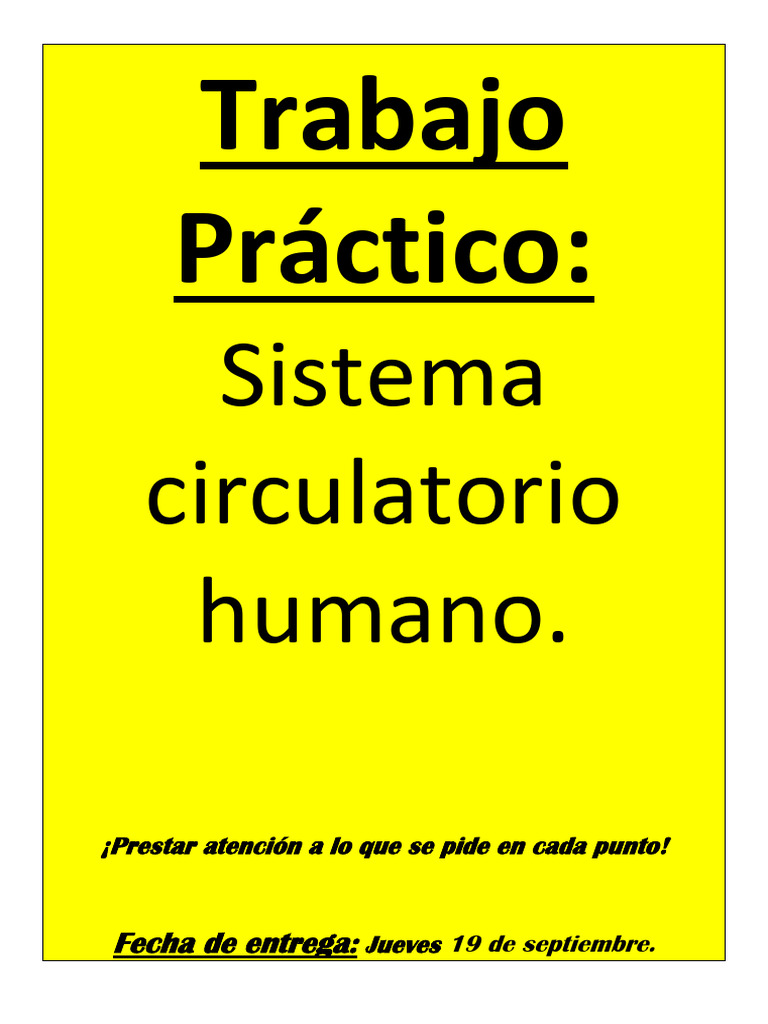 Trabajo Pr-Ctico Sistema Circulatorio Humano. | PDF