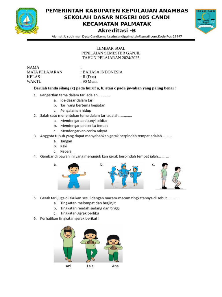 Soal Seni Tari Kelas 2 | PDF