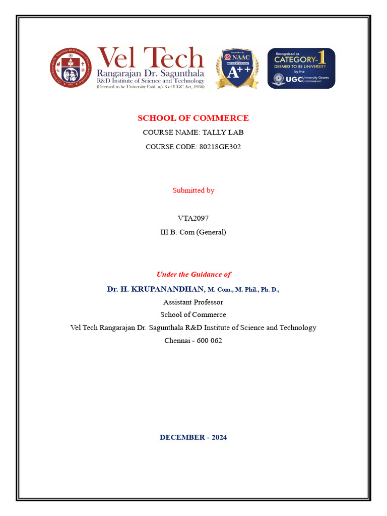 GIRIDHAR Tally Lab Project | PDF | Debits And Credits | Expense