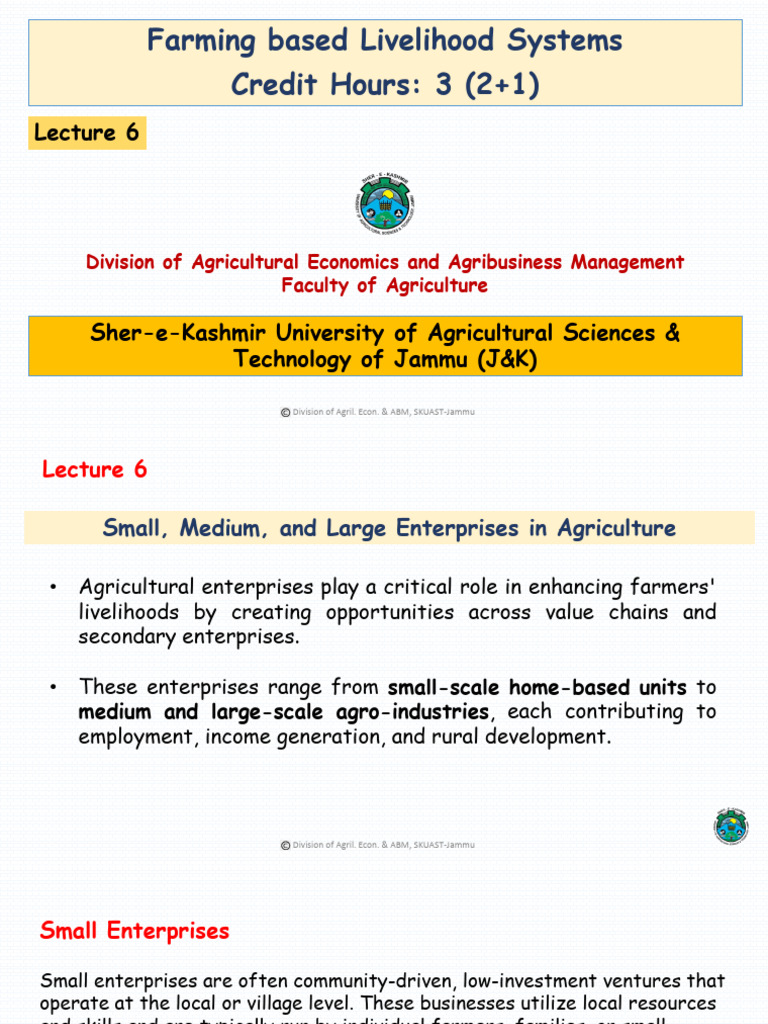 Farming Based Livelihood Systems Lecture 6 | PDF | Agriculture | Farms