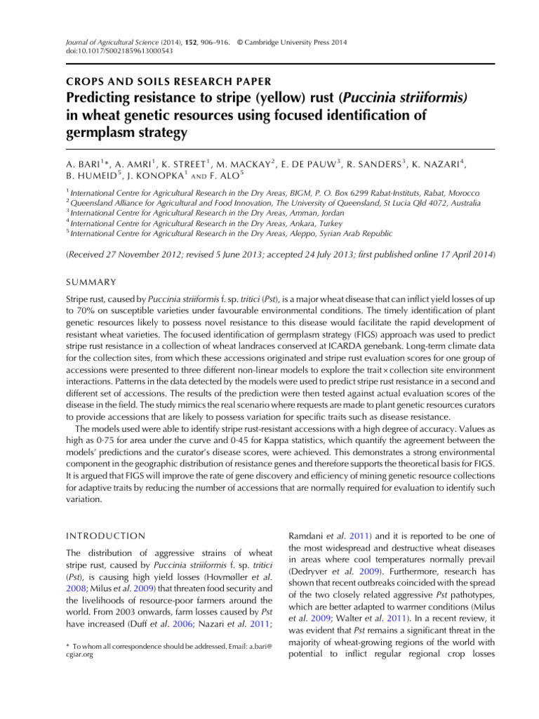 Predicting Wheat Stripe Rust Resistance | PDF | Receiver Operating ...