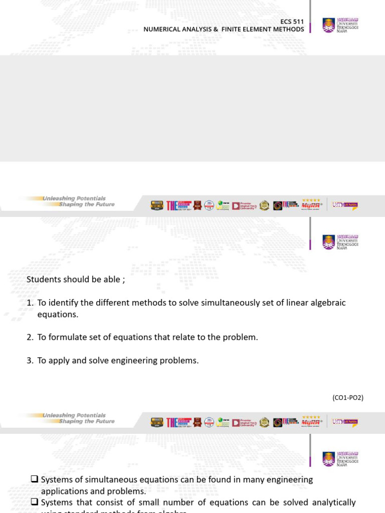 ECS511 - Week 3 - Topic 3a - Simultaneous Equations - Naive Gauss Elimination Method | PDF ...