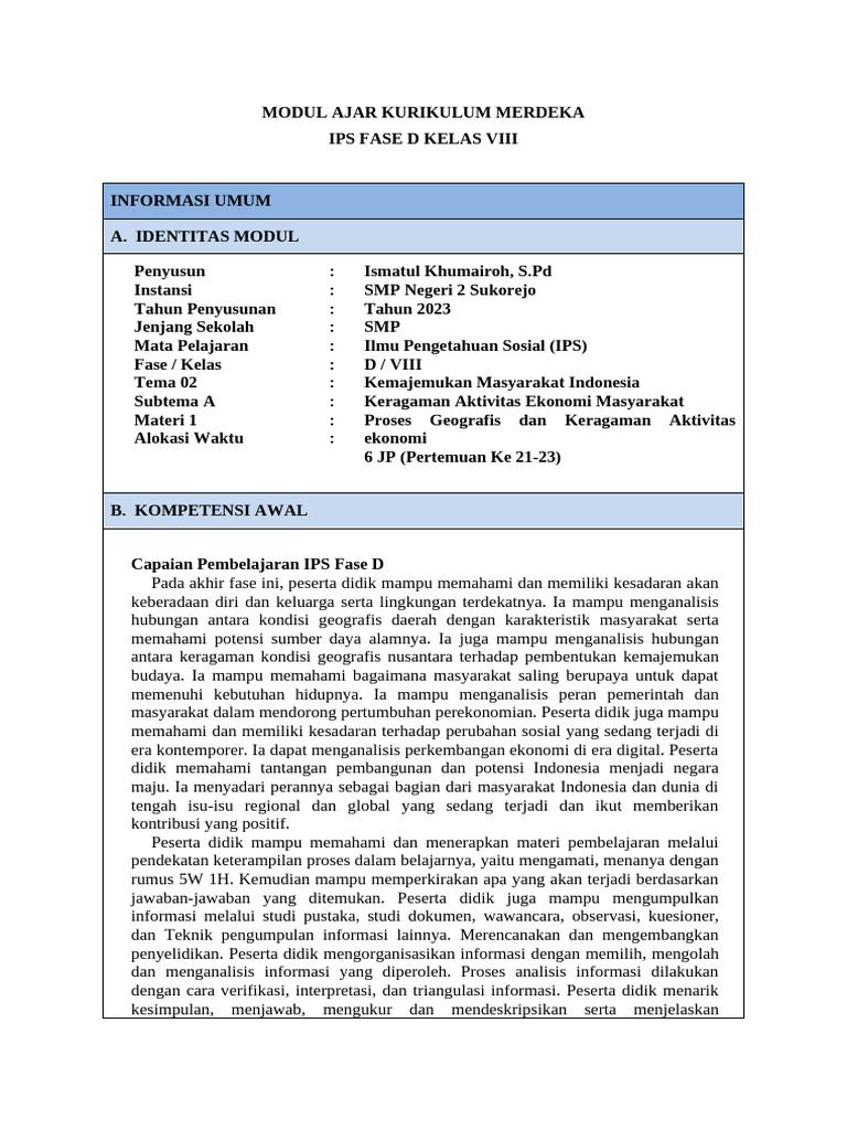 Modul Ajar Tema 02 | PDF