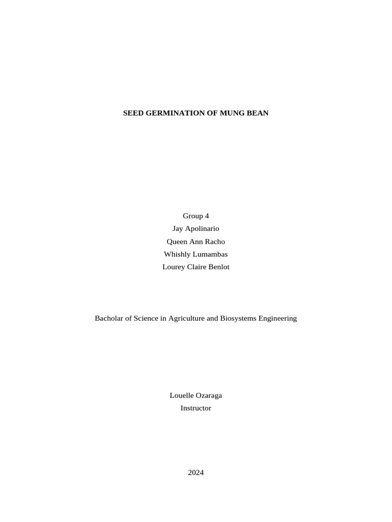 Seed Germination of Mung Bean | PDF | Seed | Bean
